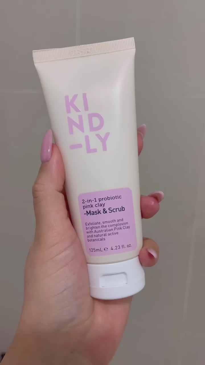 Australian Pink Clay Mask | KIND-LY® 2-in-1 Probiotic Pink Clay Mask & Scrub