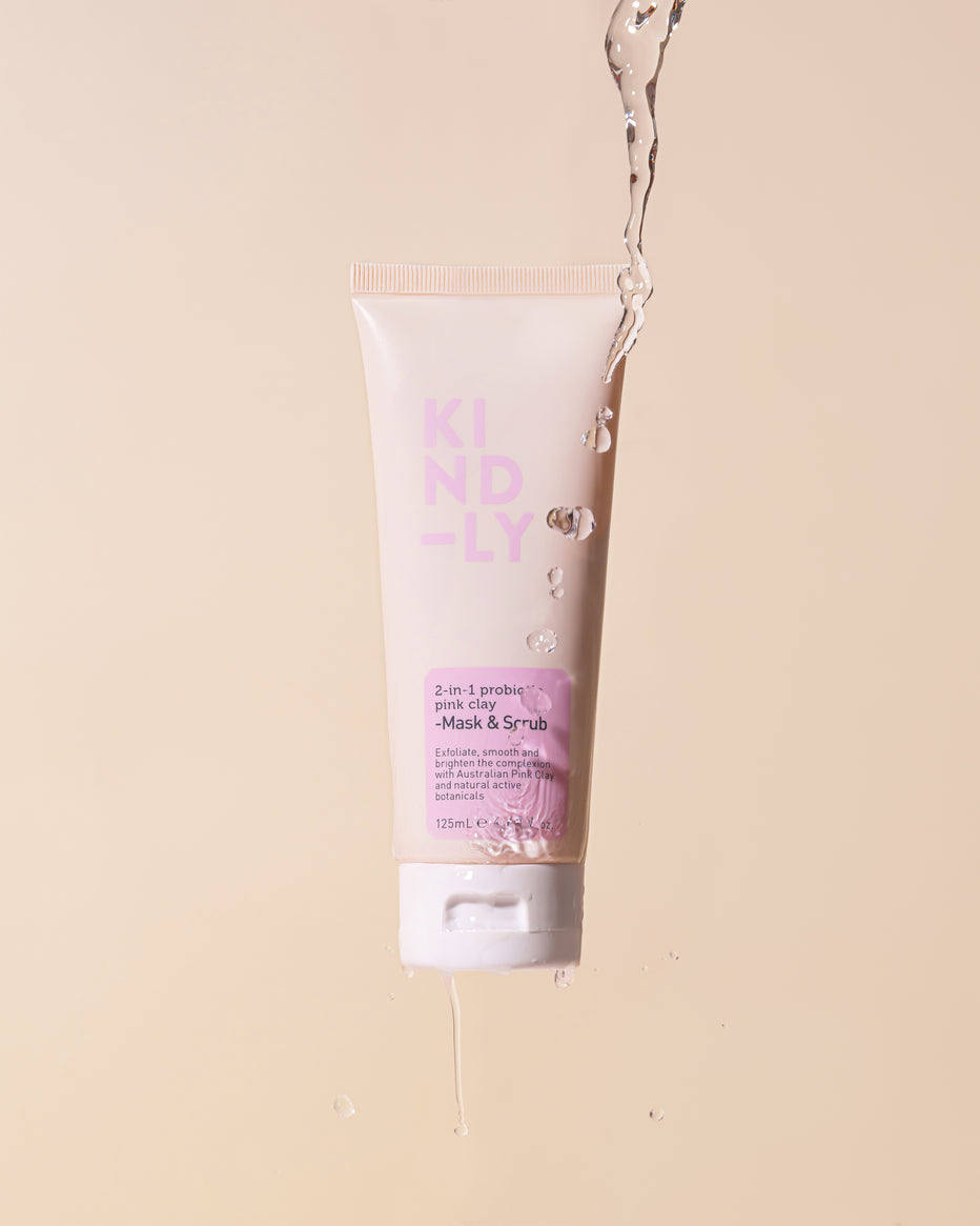 Australian Pink Clay Mask | KIND-LY® 2-in-1 Probiotic Pink Clay Mask & Scrub